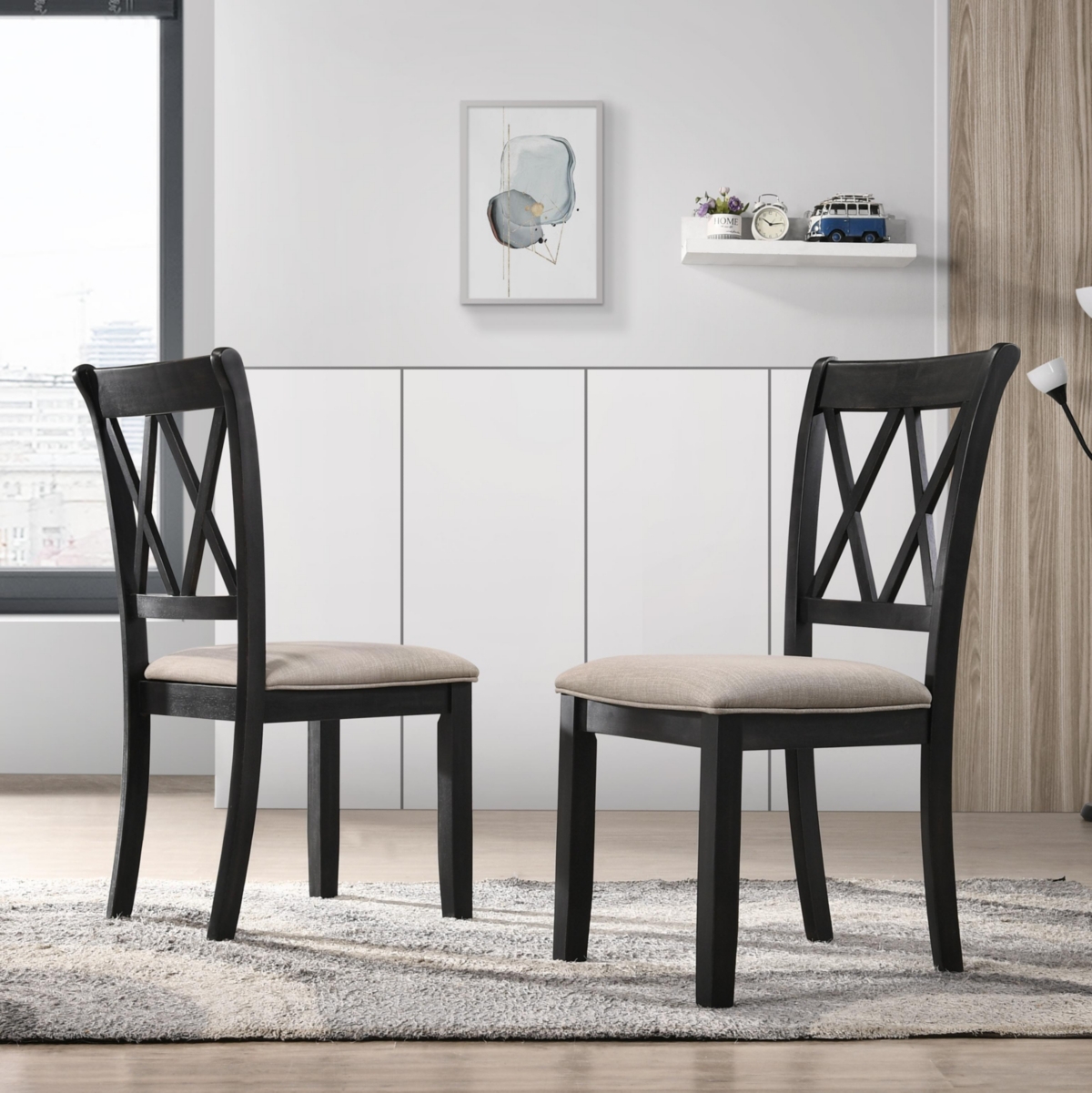 Click here for Streamdale Fabric Upholstered Dining Chair in Blac... prices