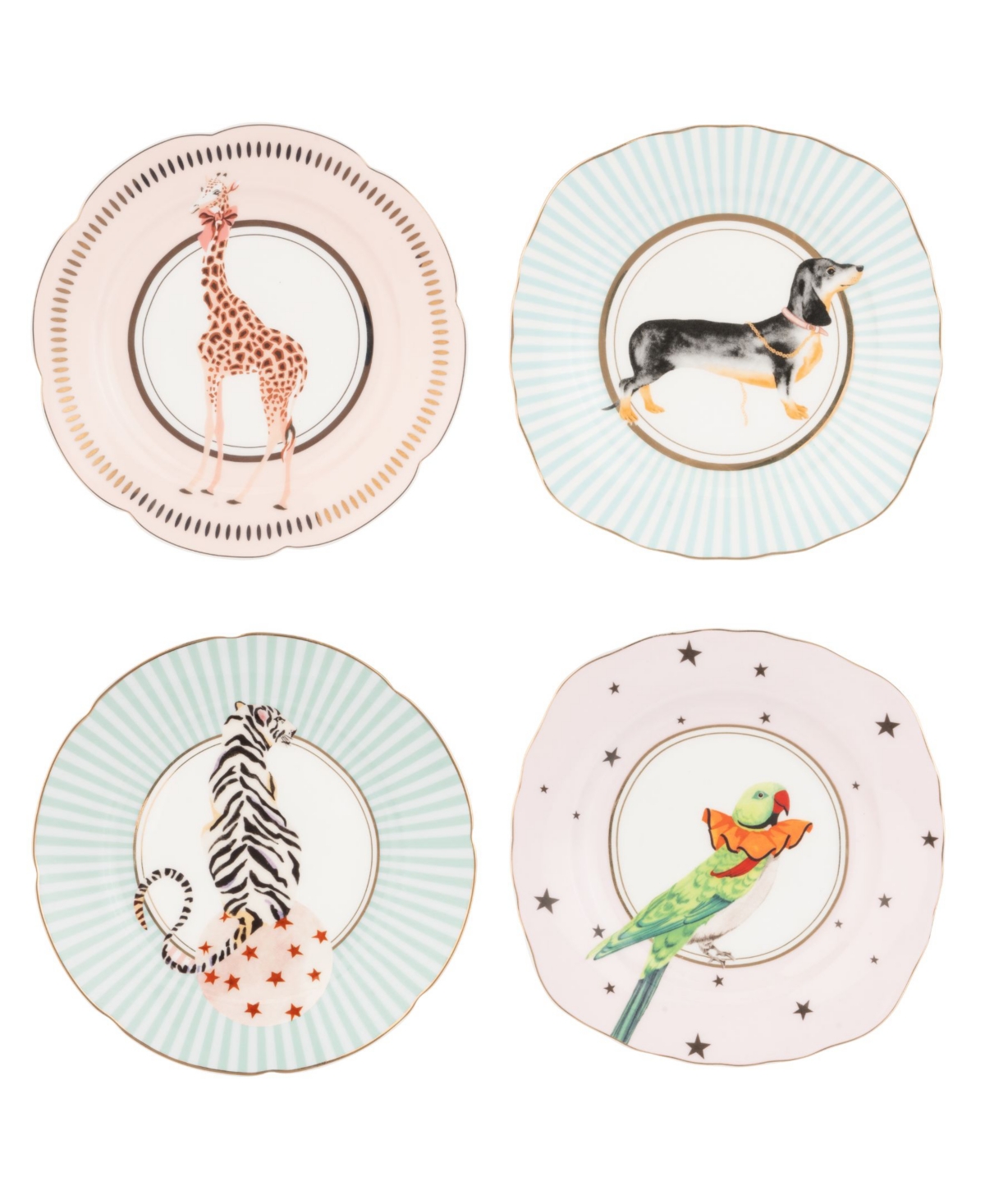 Click here for Yvonne Ellen Animal Tea Plates  Set of 4 - Multi prices