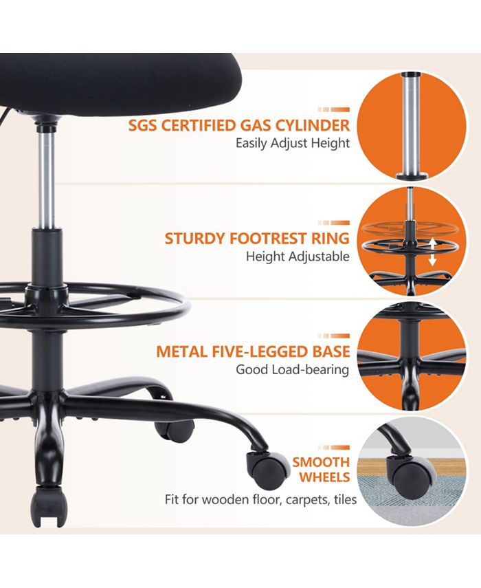 Simplie Fun Ergonomic Drafting Chair Tall Standing Desk Office Chair ...
