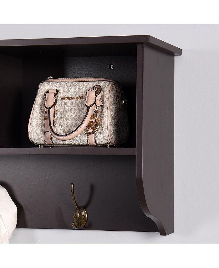 Simplie Fun Espresso Entryway Wall Mounted Coat Rack With 4 Dual Hooks ...