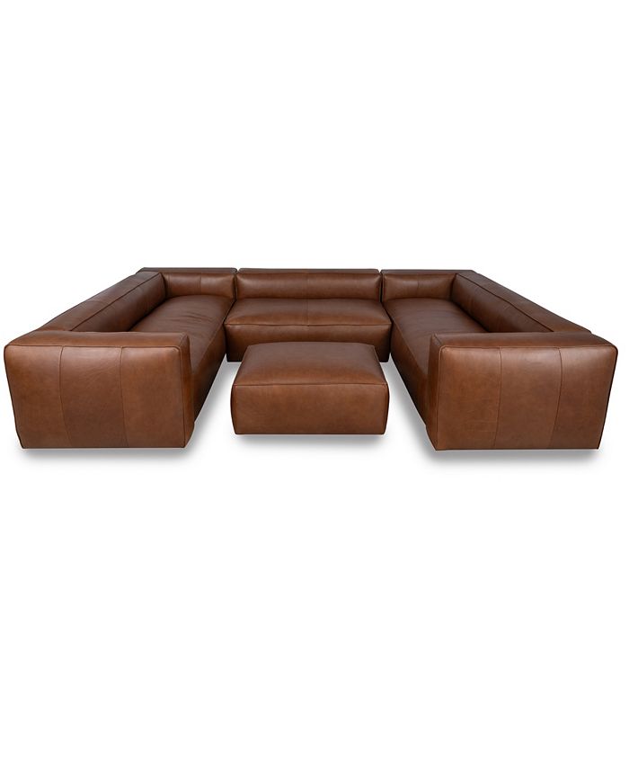 RUTHERFORD HOME Amalfy 139" Leather 3-piece sectional - Macy's