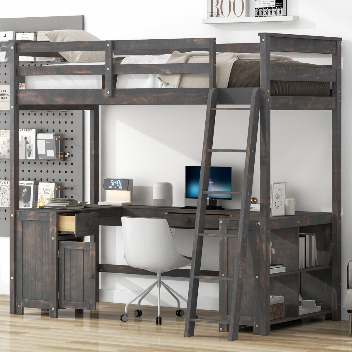 Click here for Streamdale Twin Loft Bed with Desk  Drawers & Shel... prices