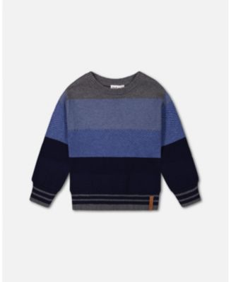 Deux par Deux Toddler Boys Colorblock Sweater Blue Gradient - Toddler ...