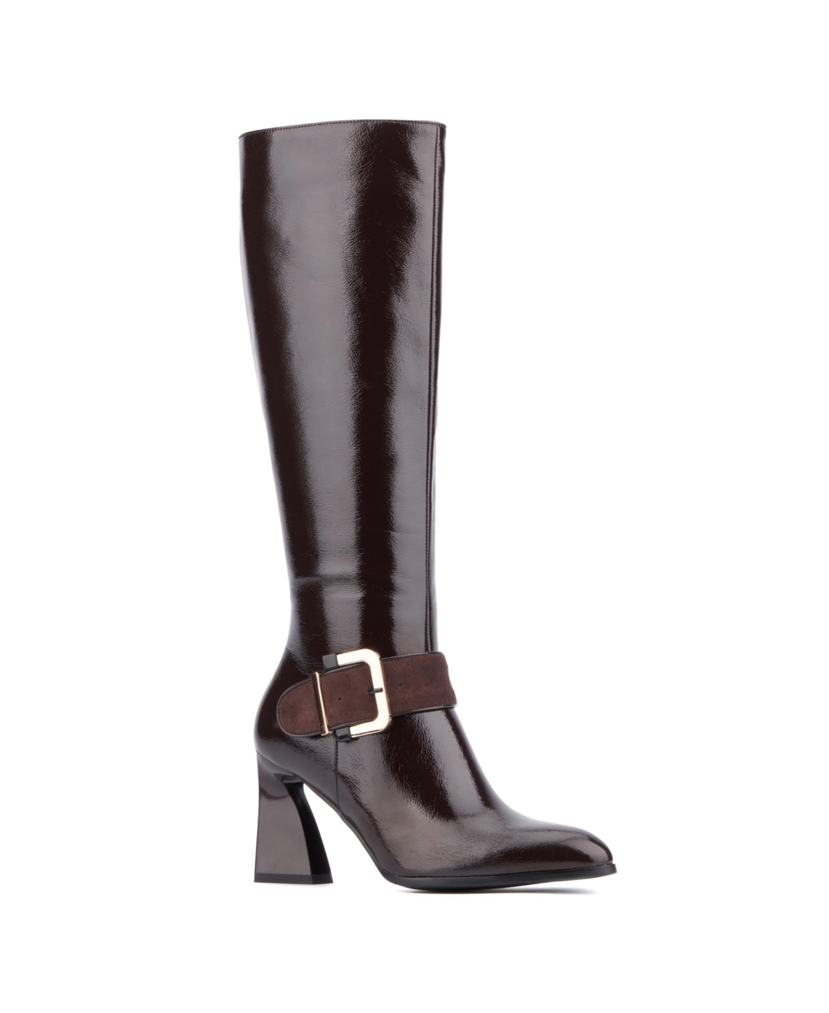 Click here for Womens Abrianna Flared Heel Tall Boot - Brown prices