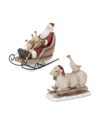 Slickblue Farmhouse Santa On SLED Figurine (Set of 2) - Macy's