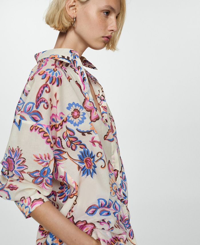 MANGO Women's Printed Cotton Shirt - Macy's