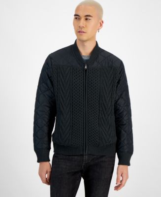 Sun + Stone Men's Cable-Knit Mixed-Media Jacket, Created for Macy's ...