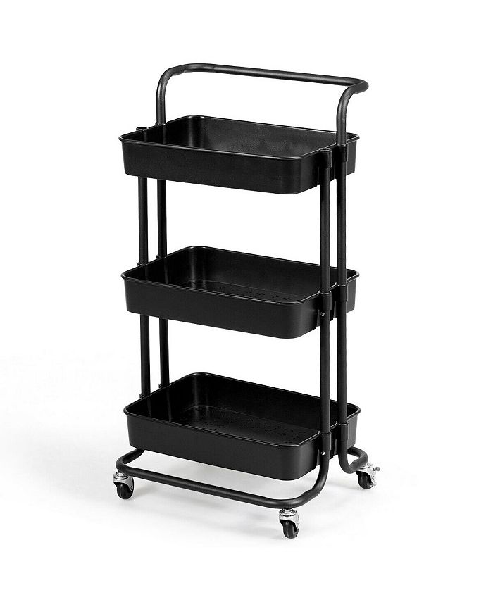 Slickblue 3-Tier Utility Cart Storage Rolling Cart with Casters - Macy's