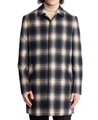 Paisley & Gray Men's Navy & Cream Buffalo Plaid Topper Coat - Macy's