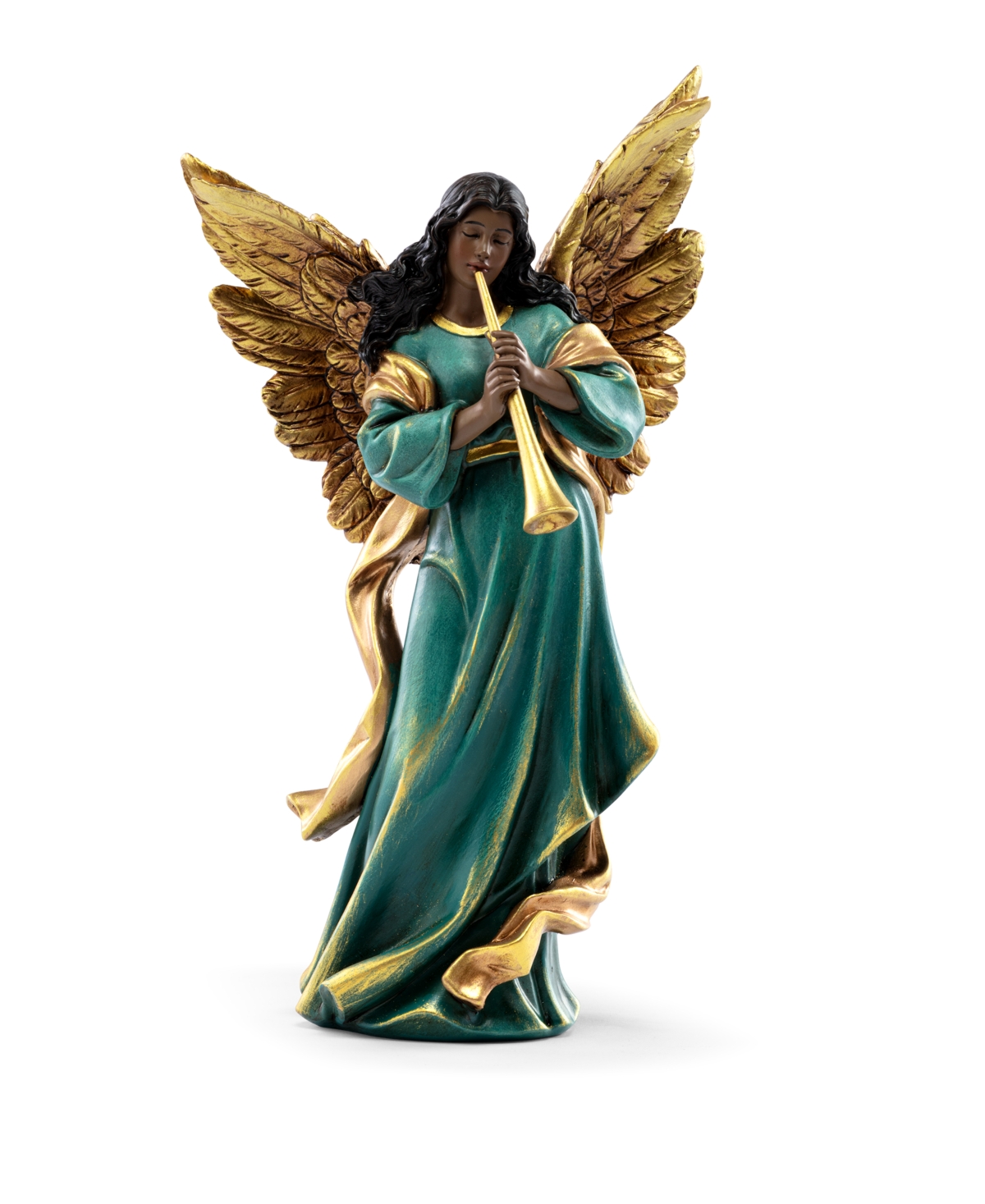 Click here for Napco African American Angel with Trumpet - Green... prices