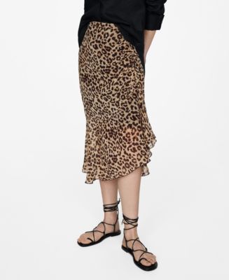 Mango Women's Leopard Gathered Skirt - Macy's