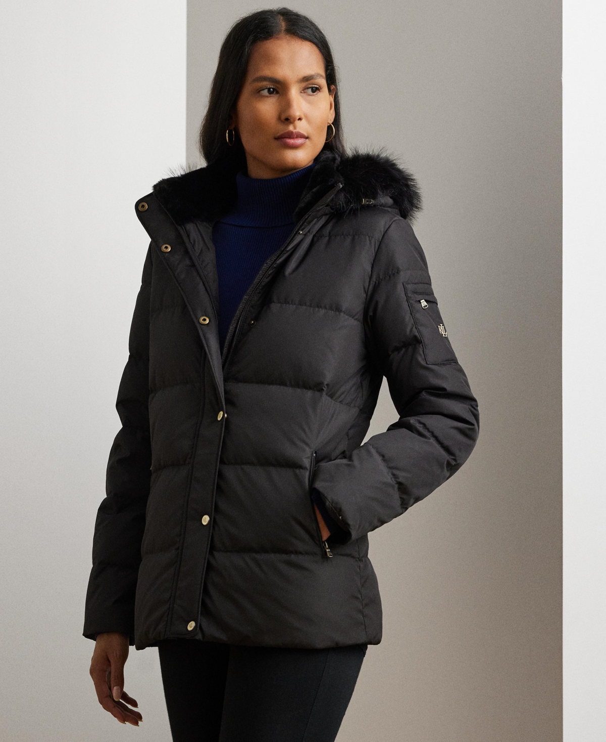 Click here for Lauren Ralph Lauren Womens Hooded Puffer Coat - Bl... prices