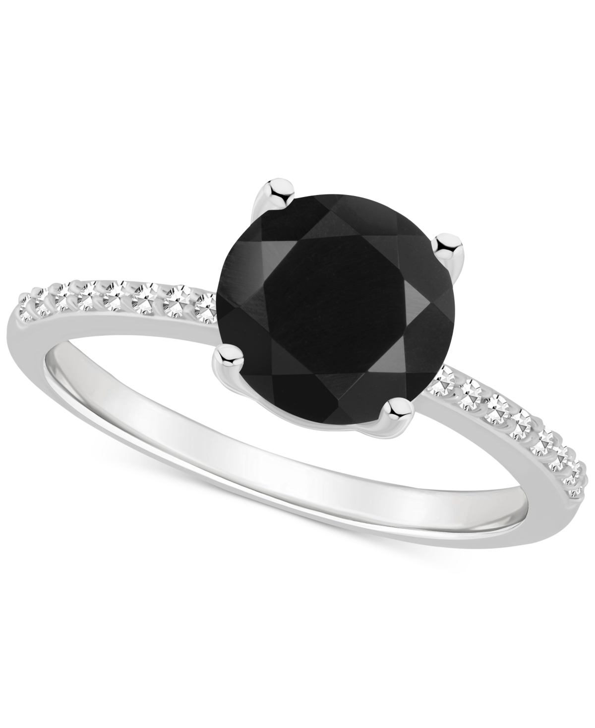 Click here for Onyx & Diamond (1/10 ct. t.w.) Solitaire Ring in S... prices