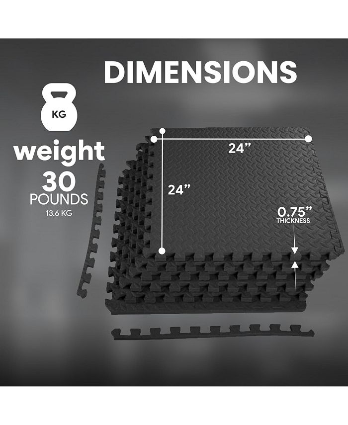 BalanceFrom Fitness 96 Sq Ft Interlocking EVA Foam Exercise Mat Tiles, Black - Macy's