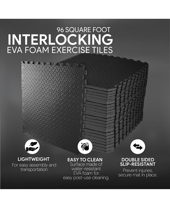 BalanceFrom Fitness 96 Sq Ft Interlocking EVA Foam Exercise Mat Tiles ...