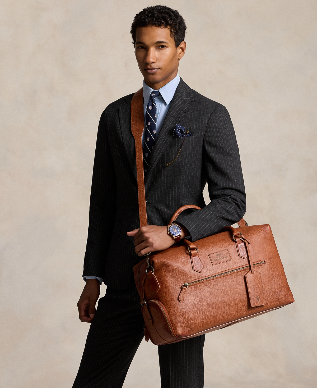 Polo Ralph Lauren Men's Pebbled Leather Duffel Bag In Brown | ModeSens