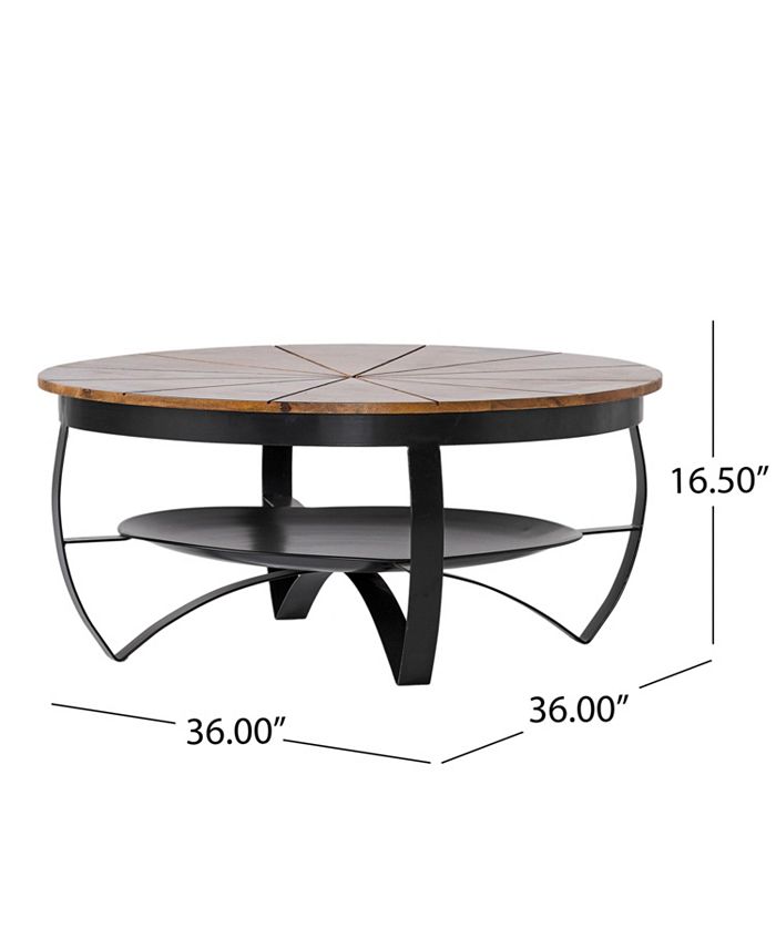 Simplie Fun Modern Industrial Coffee Table with Etched Circular Mango ...