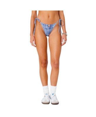 Women's Denim Printed String Bikini Bottom - Macy's