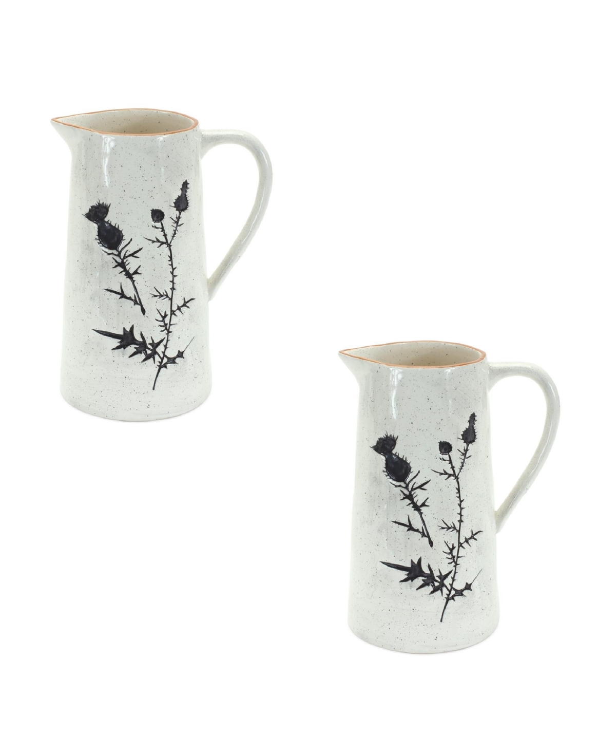 Click here for Rustic Thistle Etched Pitcher Vase With Speckled F... prices