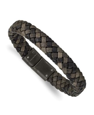 Chisel Stainless Steel Brushed Brown Leather Bracelet - Macy's