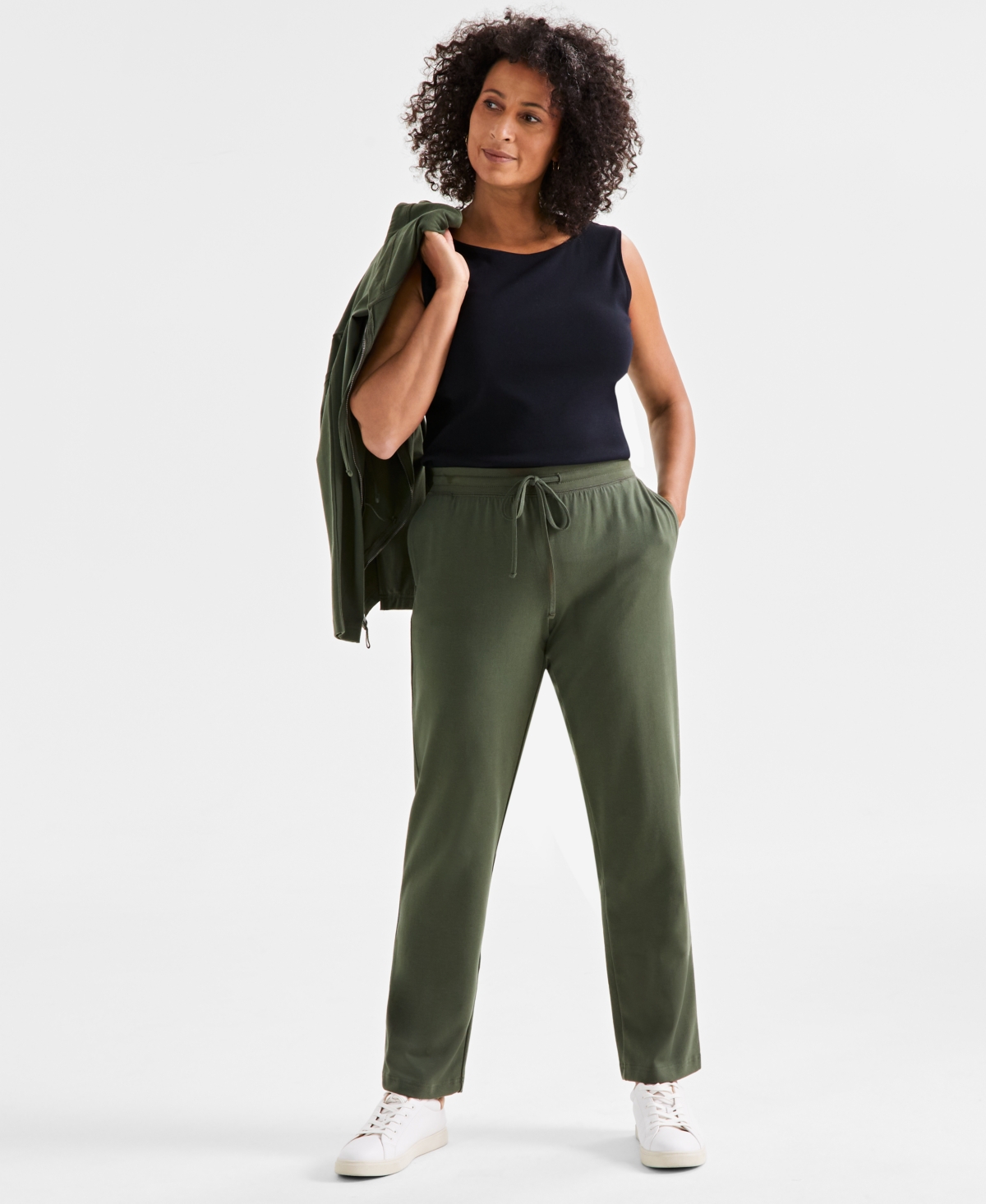 Click here for Style & Co Womens Petite Mid-Rise Drawstring-Waist... prices