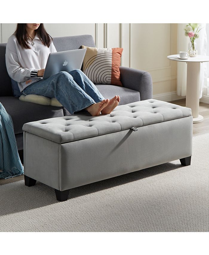 Simplie Fun Plush Storage Ottoman with Ample Space and Durable ...