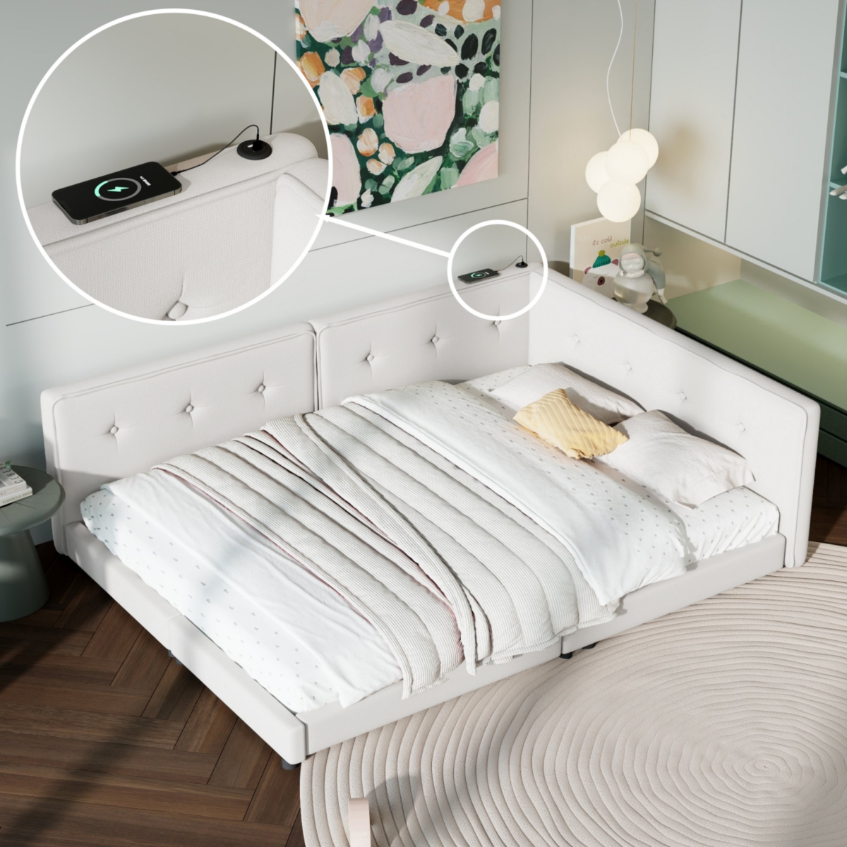 Click here for Streamdale Upholstered Full Bed with Usb Ports and... prices
