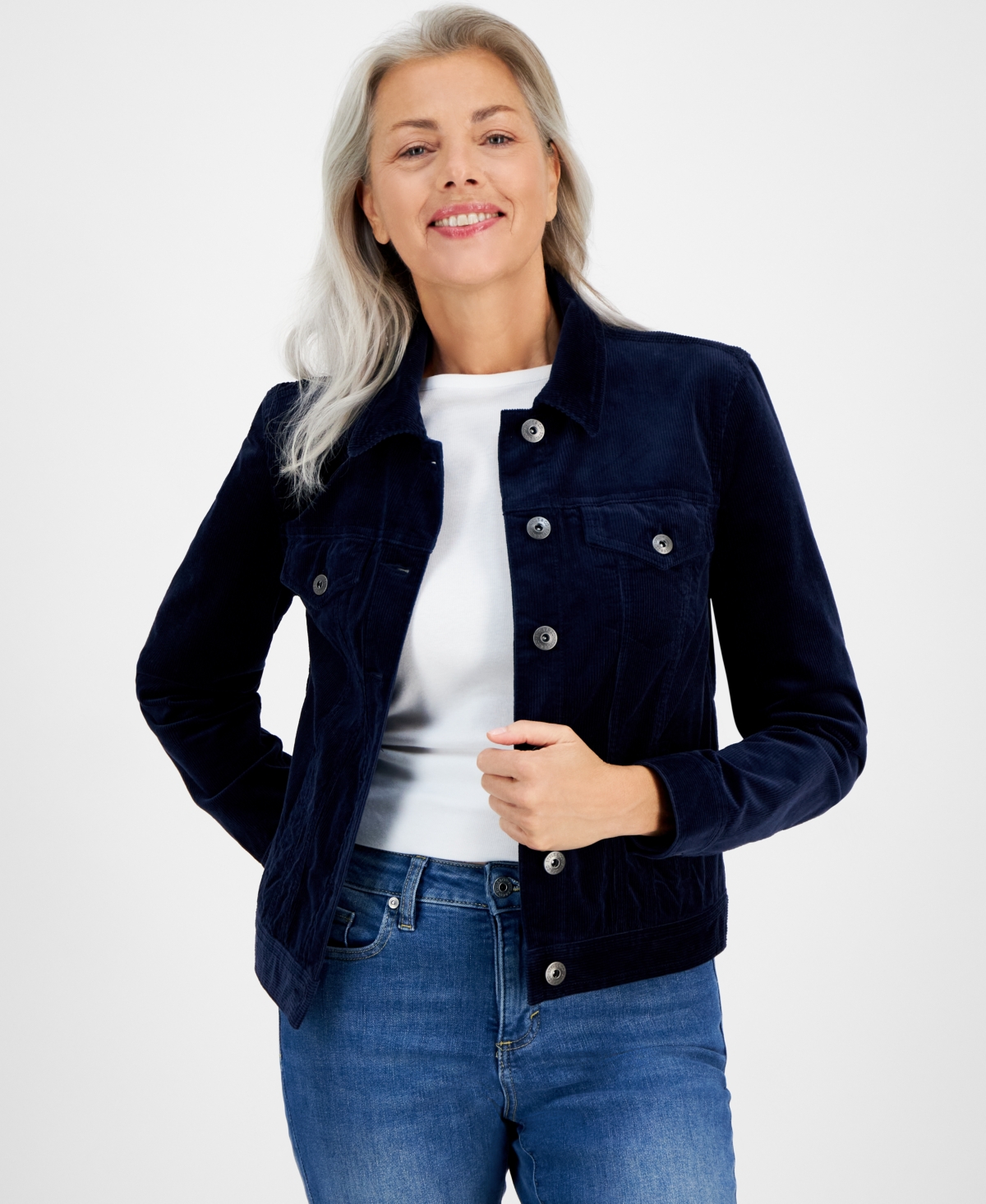 Click here for Style & Co Womens Corduroy Classic Long-Sleeve Jac... prices