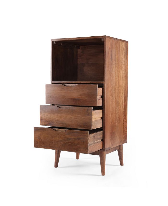 Simplie Fun Mid-Century Modern Mango Wood Chest With 3 Drawers And ...