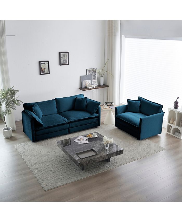 Simplie Fun 2-Piece Chenille Sofa & Chair Set with Flexible ...