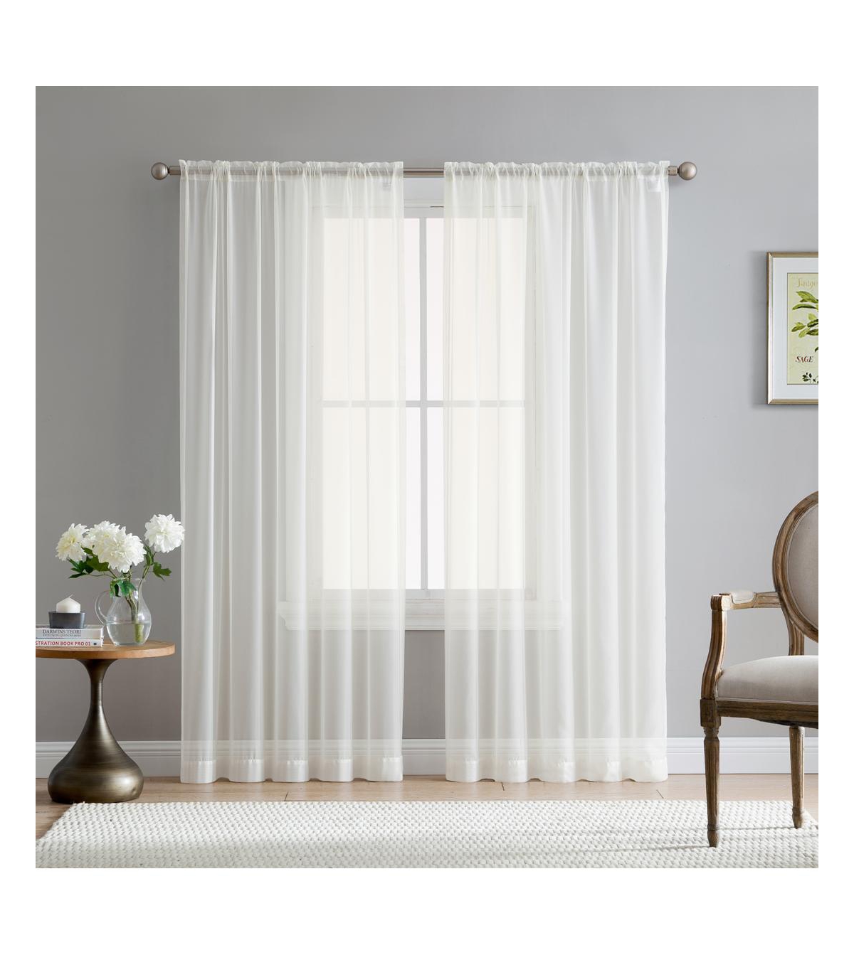 Click here for Hlc.me 2 Pack Sheer Voile Window Curtain Sheer Pan... prices