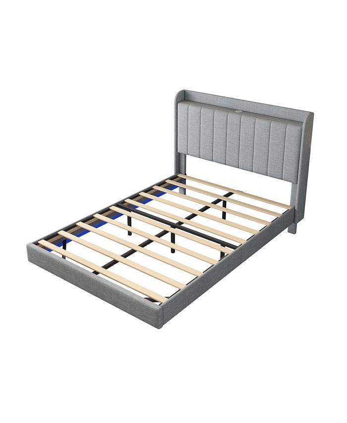Simplie Fun Floating Bed Frame with LED Lights, Remote Control, and APP ...