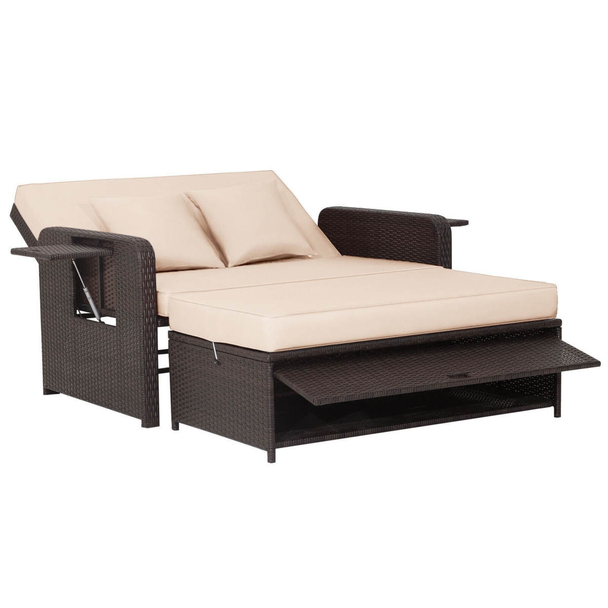 Click here for Slickblue Patio Rattan Daybed with 4-Level Adjusta... prices