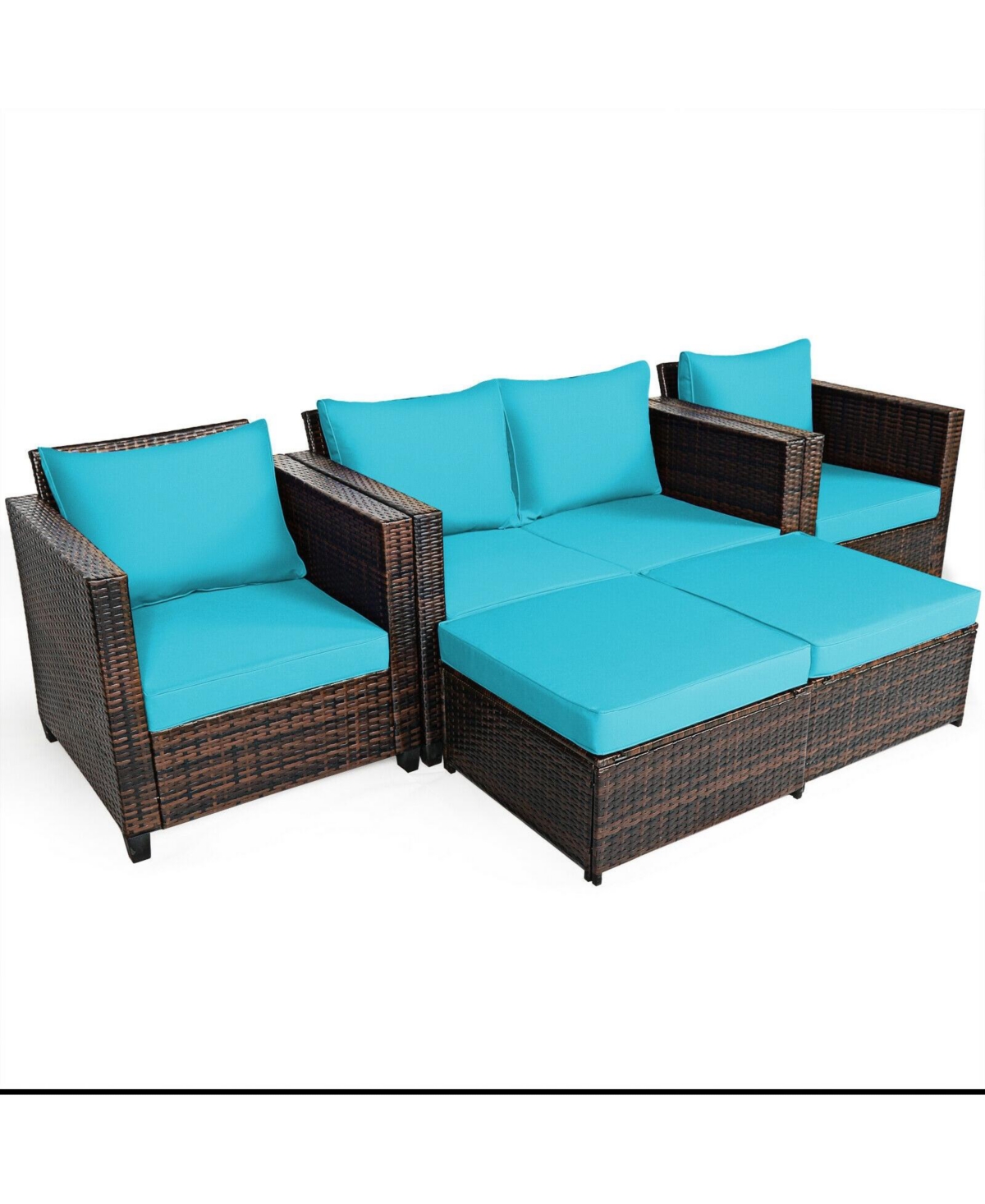 Click here for 5 Pieces Patio Rattan Furniture Set Conversation S... prices