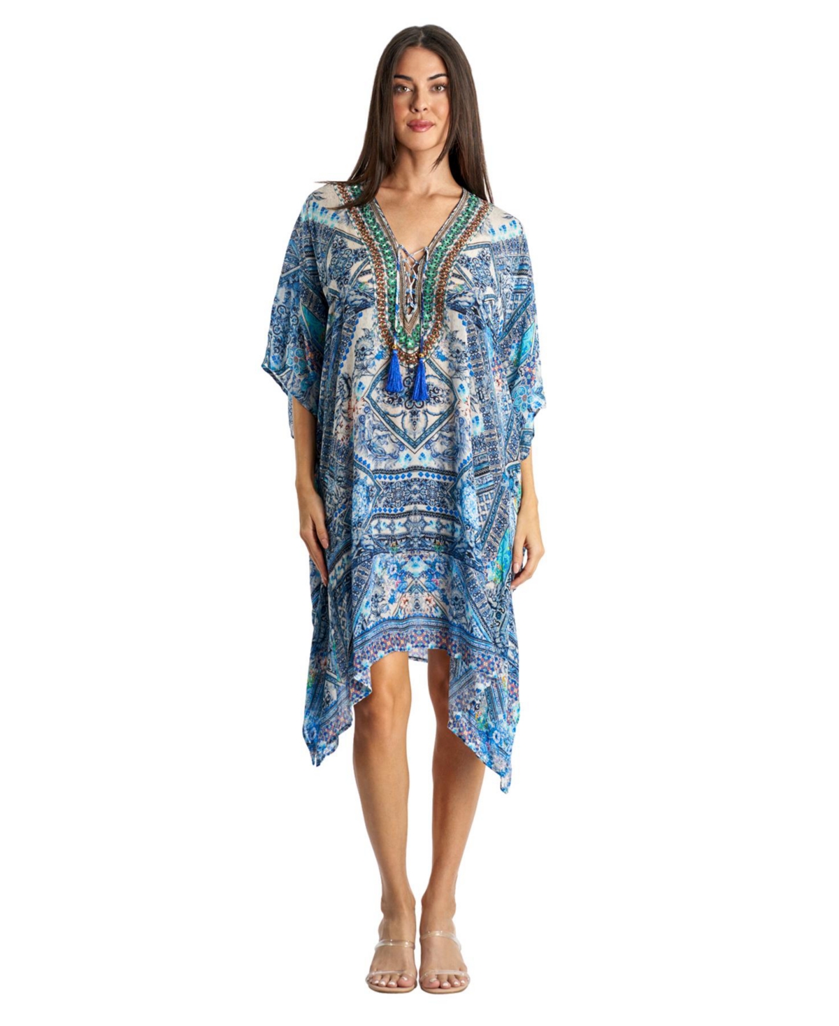 Click here for La Moda Clothing Womens V-neck Short Kaftan Dress... prices