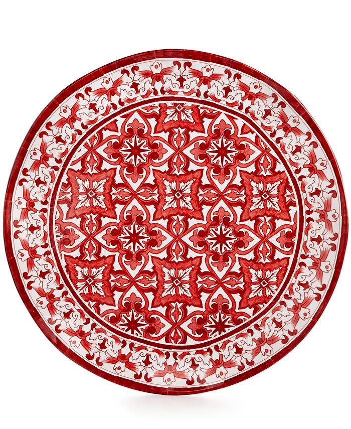 Q Squared Talavera Roja Collection Melamine 16" Serving Platter - Macy's