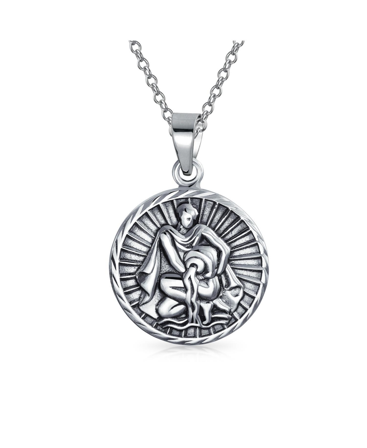 Click here for Bling Jewelry Aquarius Zodiac Sign Round Medallion... prices
