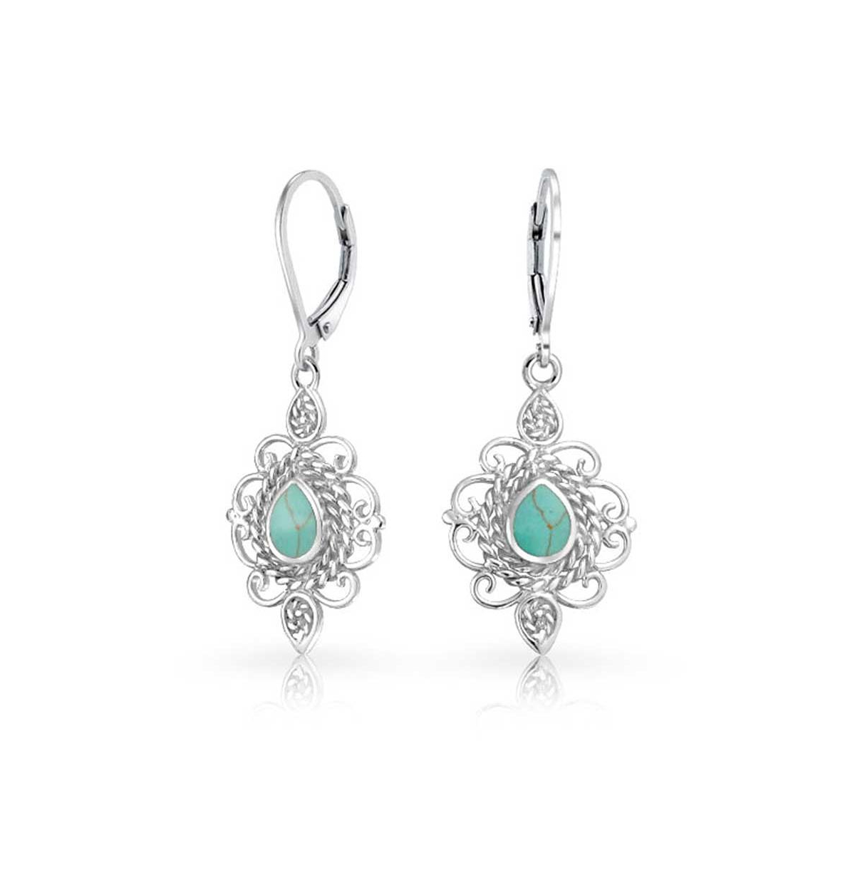 Click here for Bling Jewelry Filigree Teardrop Natural Turquoise... prices