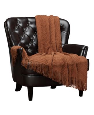 Chanasya Premium Rust Brown Throw Blanket With Tassels - Acrylic ...