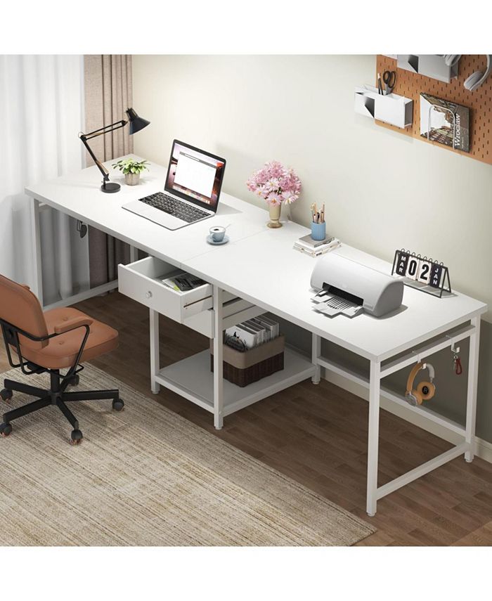 Tribesigns 79 Inch Extra Long Desk, Double Desk with 2 Drawers, Two ...