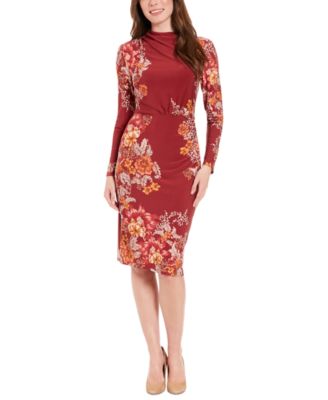 London Times Women's Mock-Turtleneck Floral Sheath Dress - Macy's