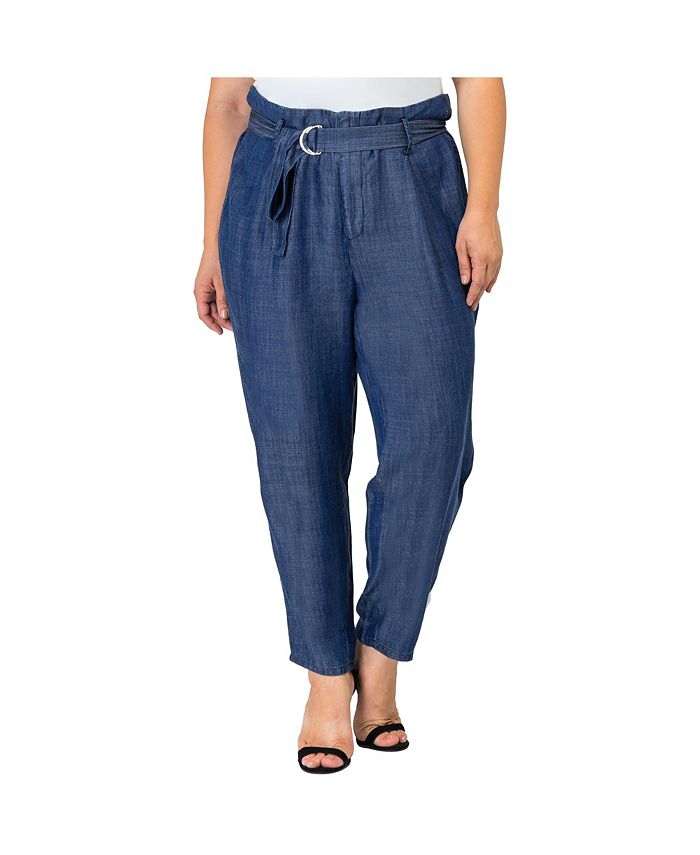 Standards & Practices Plus Size Paper Bag Waist Tencel Crop Pants - Macy's