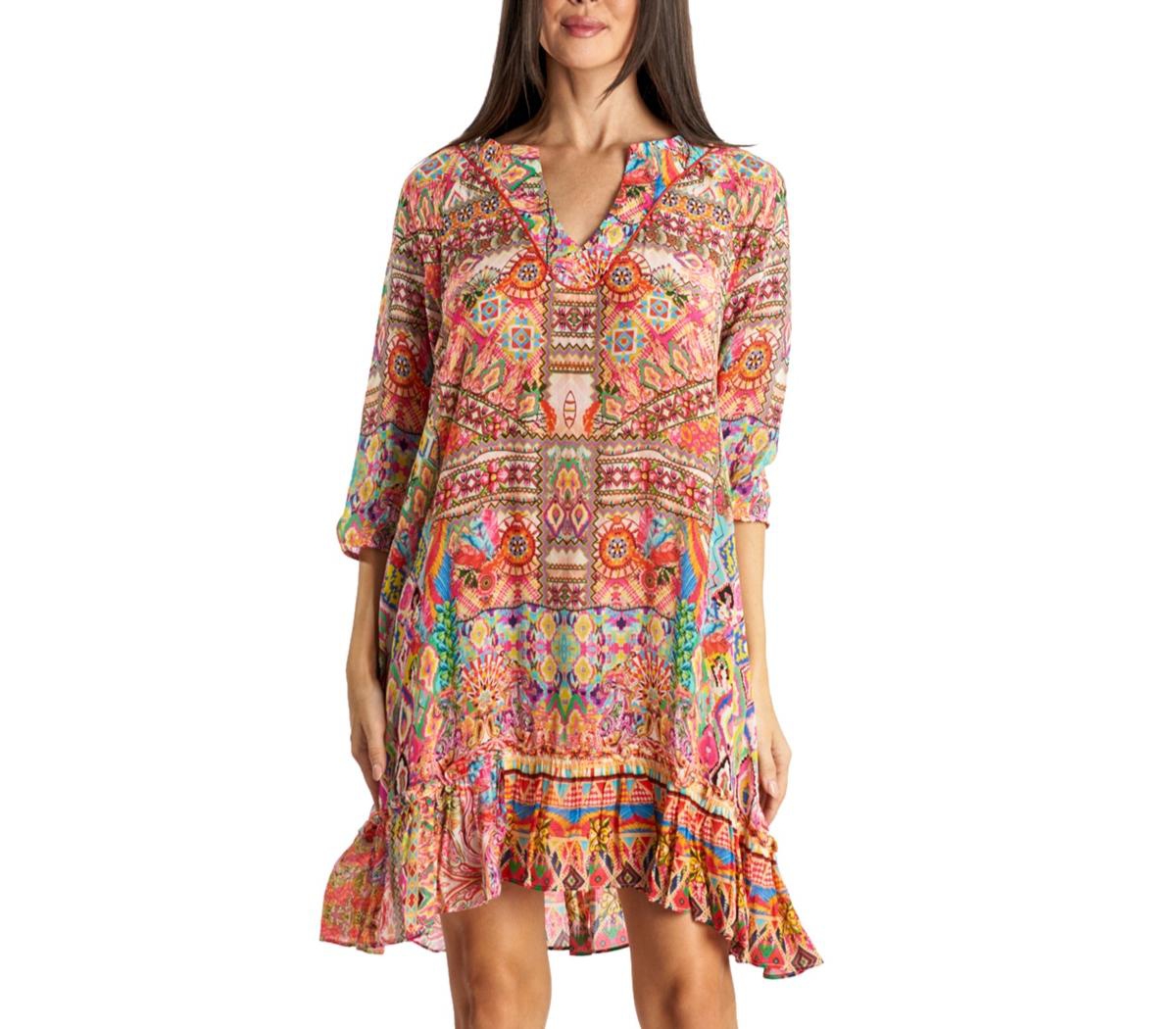 Click here for La Moda Clothing Womens Boho Short V-neck Dress -... prices