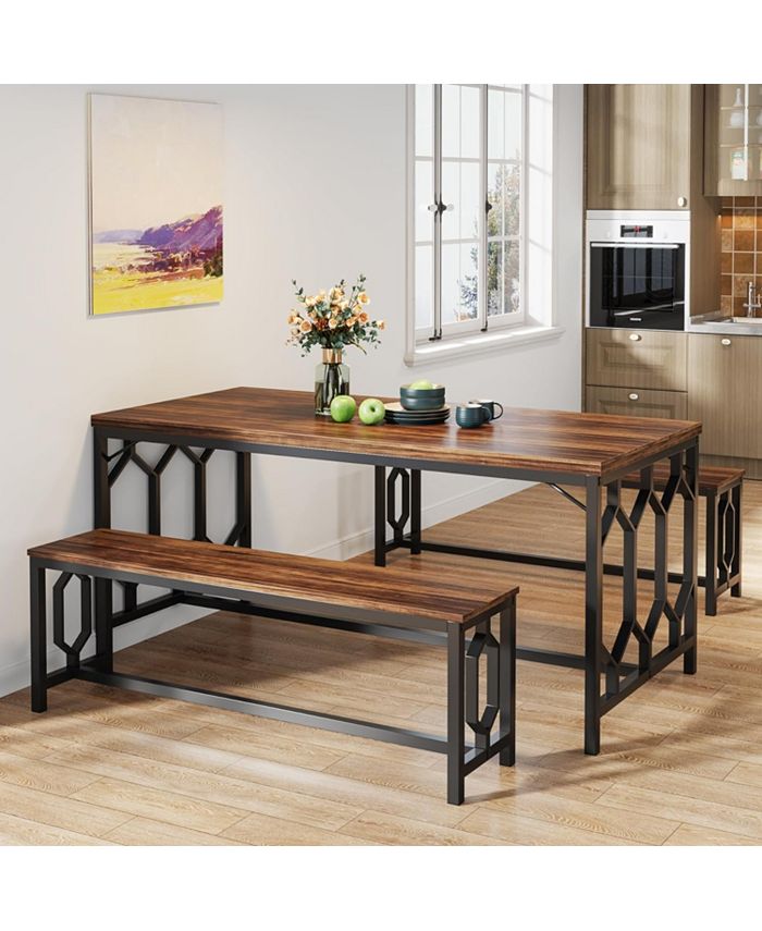 Tribesigns 55-Inch Large Dining Table Set for 4 to 6, Kitchen Breakfast ...