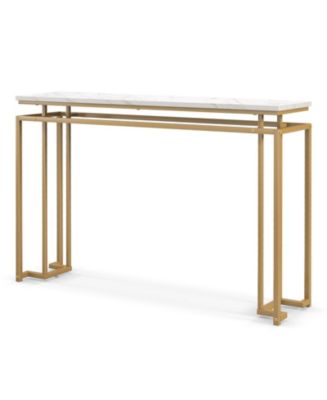 SUGIFT Modern Entryway Table with Gold Heavy-duty Metal Frame and Anti ...