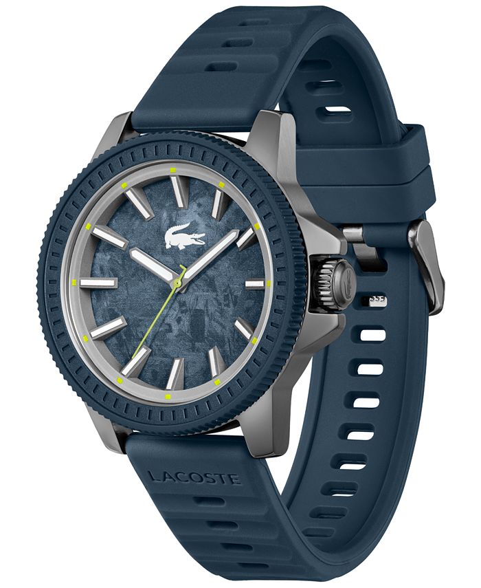 Lacoste Men's Highkey Blue Silicone Strap Watch 43mm - Macy's