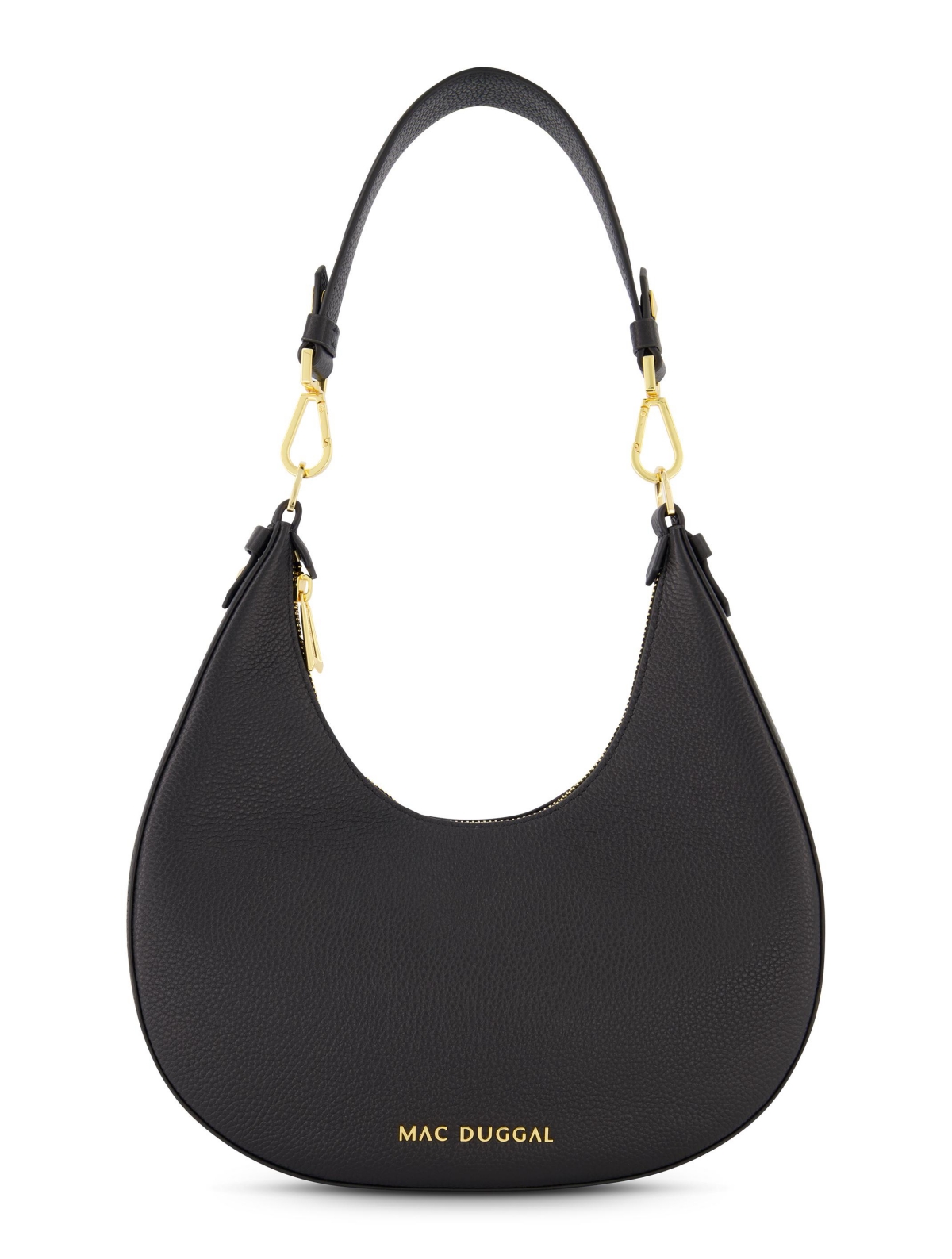 Click here for Gold Plated Hardware Grain Leather Hobo Bag - Blac... prices