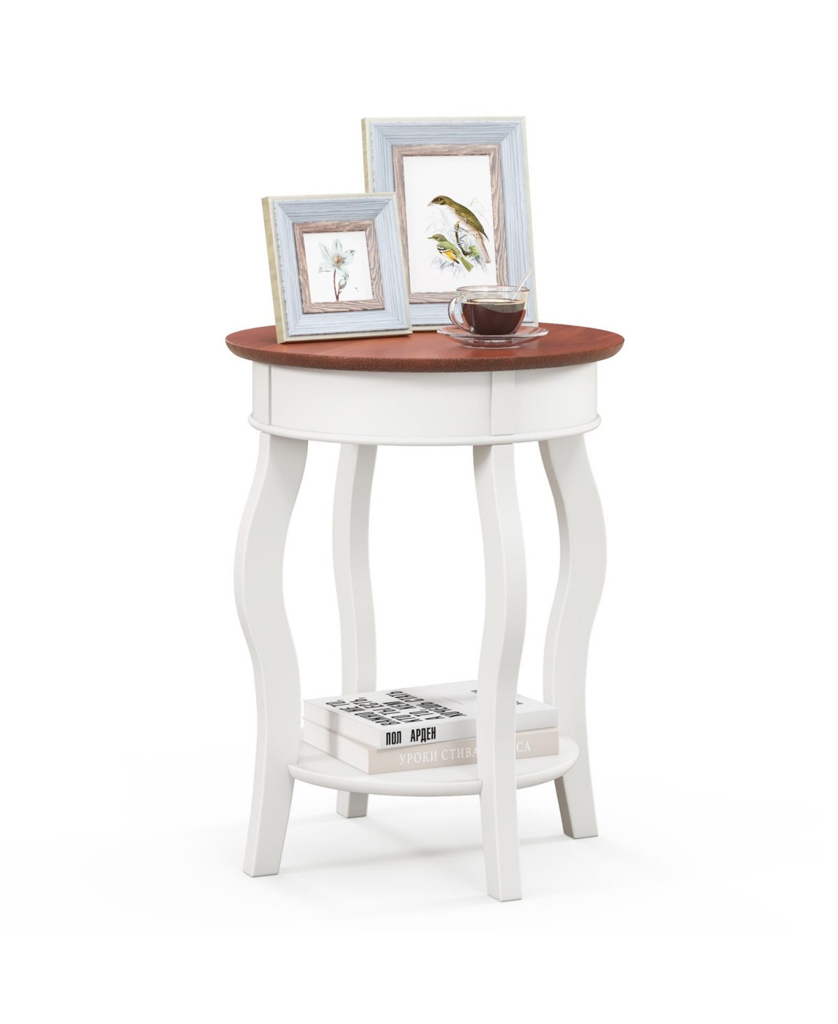 Click here for Sugift 2-Tier Round End Table with Storage Shelf a... prices