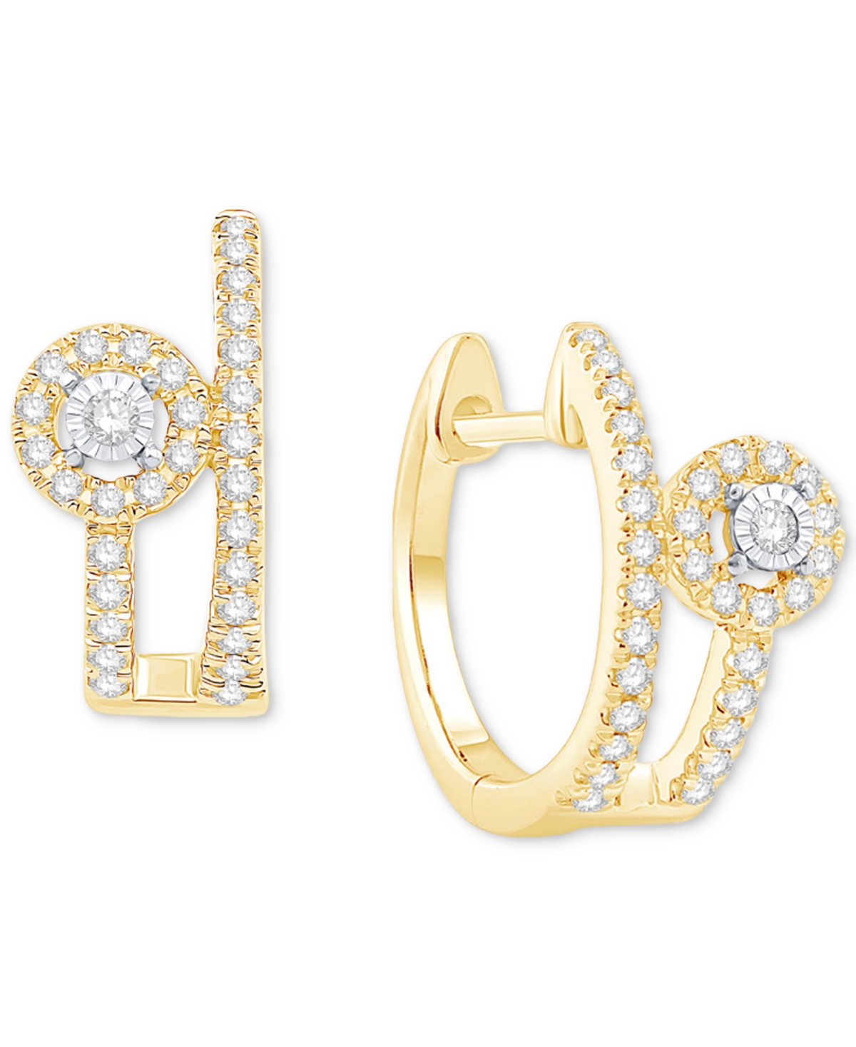 Click here for Diamond Halo Double Row Hoop Earrings (1/4 ct. t.w... prices
