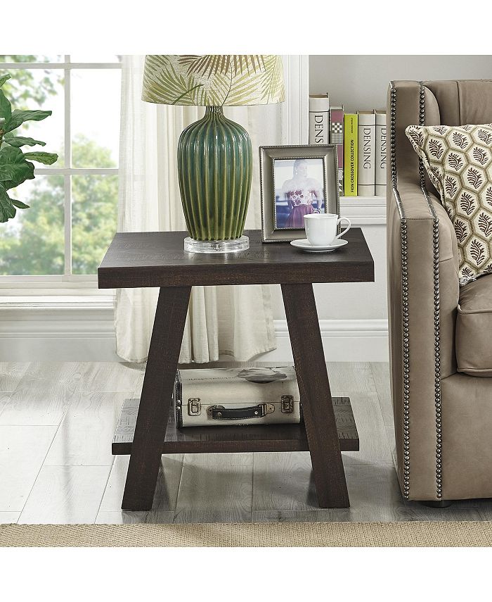 Simplie Fun Wood Shelf End Table in Weathered Espresso - Macy's